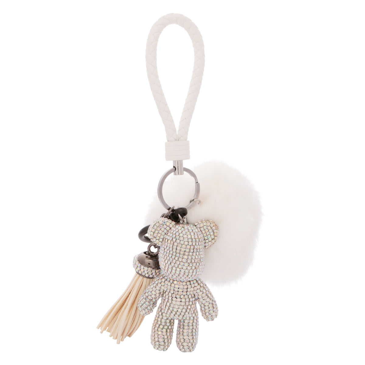 Teddy Bear Luxe Rhinestone Key Ring in Silver– House of Pascal